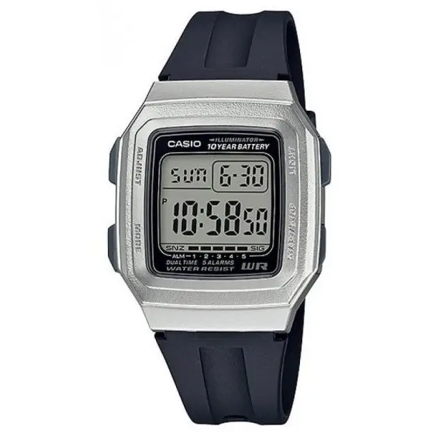 Casio F201wam-7av Digital Watch Black Resin Band 5 Alarms 10 Year Batt ...