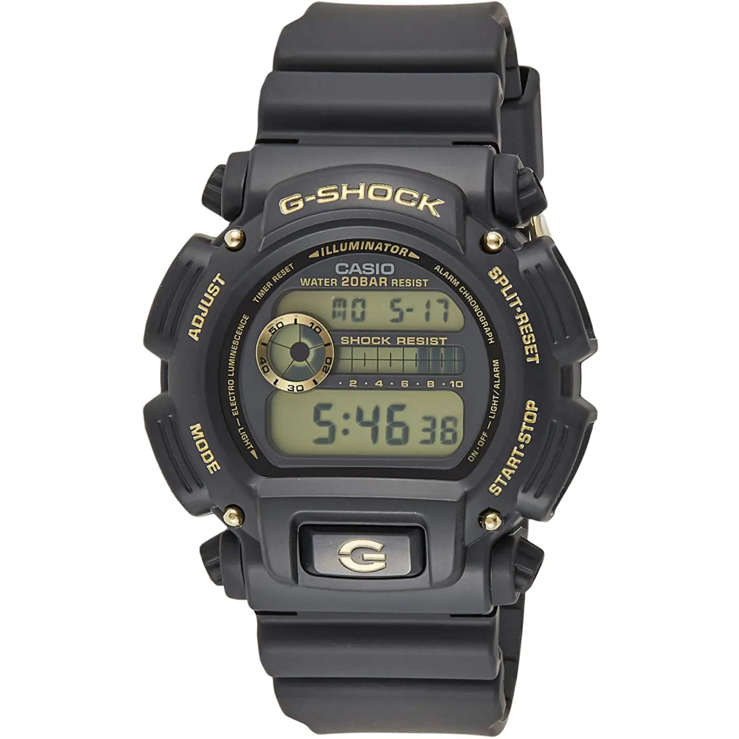 Casio G-Shock Digital Quartz Stopwatch 200m Black Resin Watch DW9052GB ...