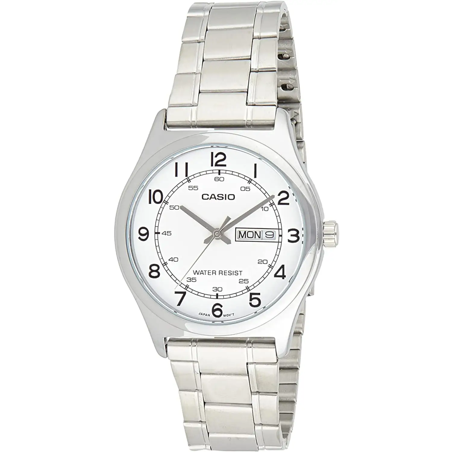 Casio MTP-V006D-7B2 Men's Stainless Steel Easy Reader White Dial Day D ...