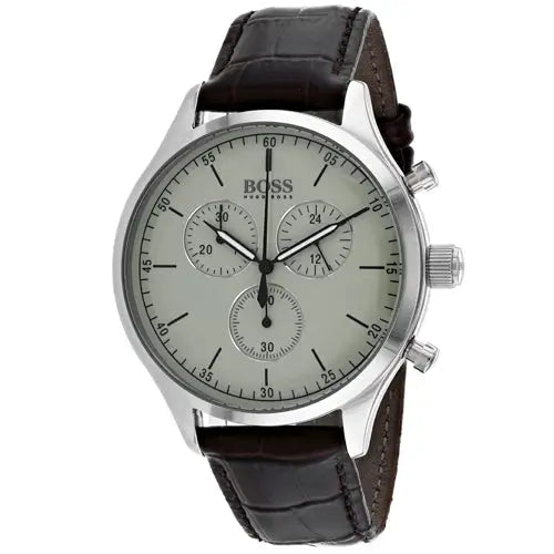 Hugo Boss Men's Companion Quartz Stainless Steel/Brown Leather Watch 1 ...