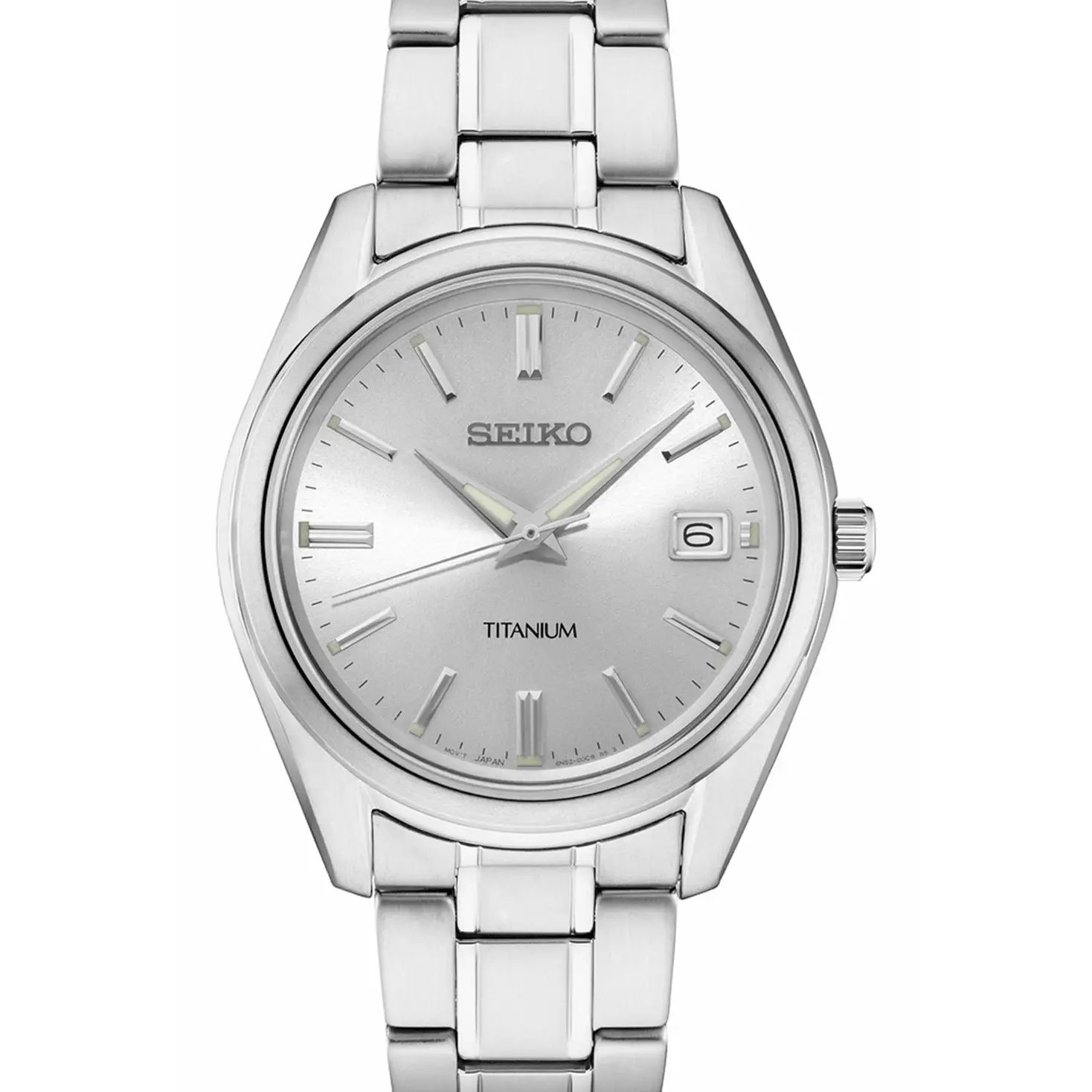 Seiko Men's Essentials Quartz 100m Silver Tone Dial Grey Titanium Watc ...