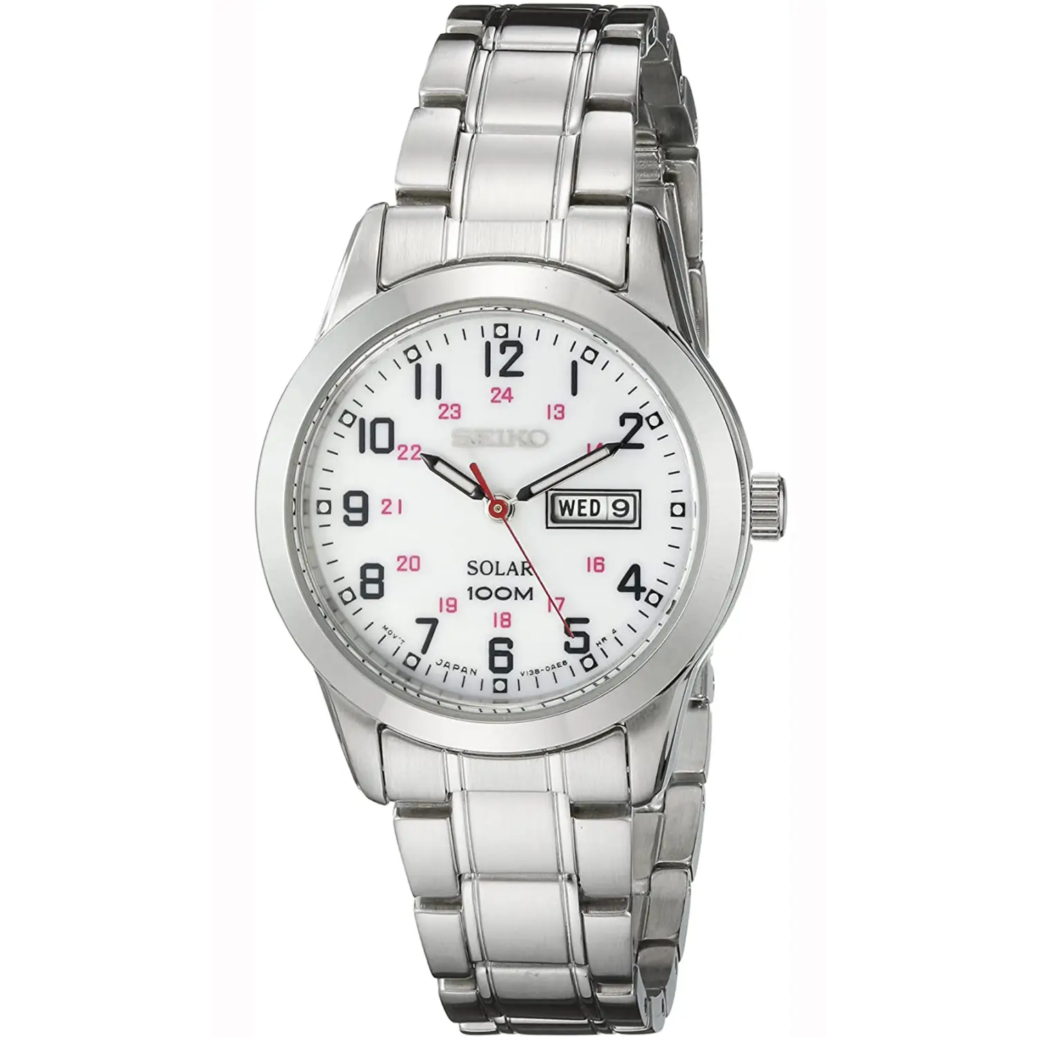 Seiko Women's Analog Solar Day/Date White Dial Stainless Steel Watch S ...