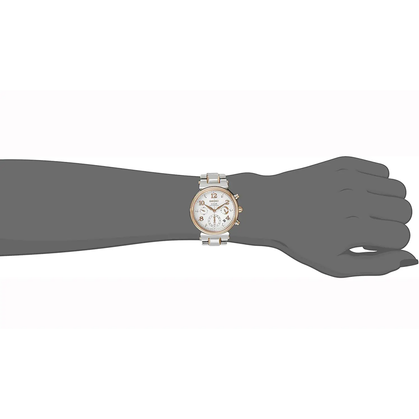 Seiko Womens Solar Chronograph Two Tone Stainless Steel Watch Ssc862